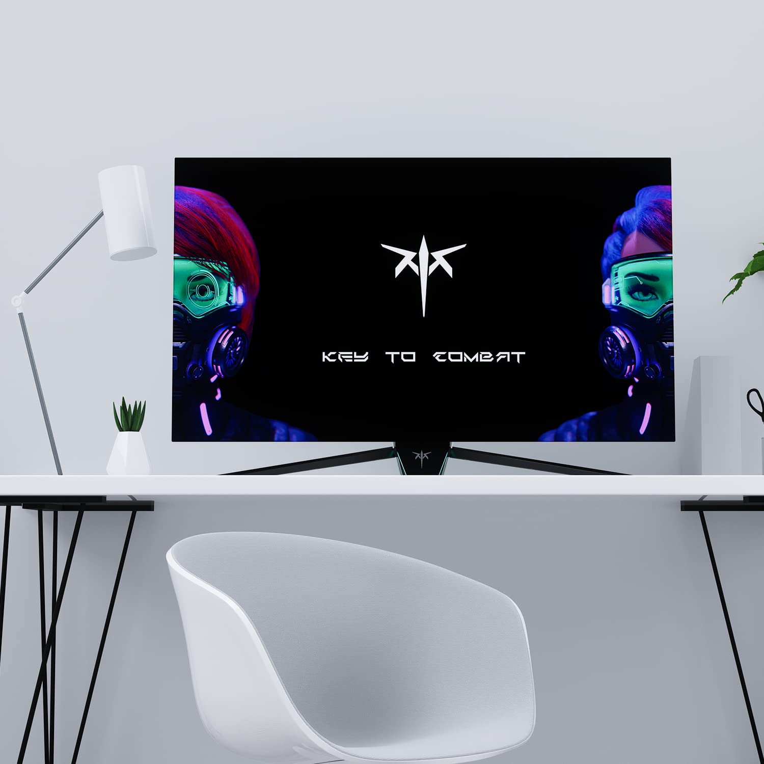 KTC Computer Monitor Stand for Desk, White Monitor Stand, with RGB Light, -5° ~ +20° Tilt Adjustable, 100×100mm Vesa Support G42P5 OLED Gaming Monitor, Computer Monitor Accessories