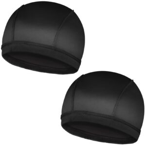 2pcs silky wave caps for men waves, good compression caps over durags for 360 540 720 waves, ideal gift for farther's day (black)