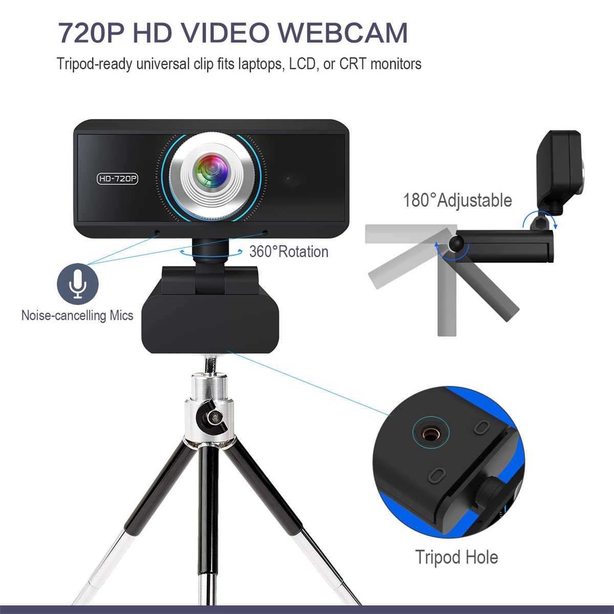 SYVI Webcam HD 1080P Webcam USB PC Computer Webcam with Microphone Laptop Desktop Full HD Webcam Professional Streaming Webcam,for Recording,Calling Meeting,Gaming,Black