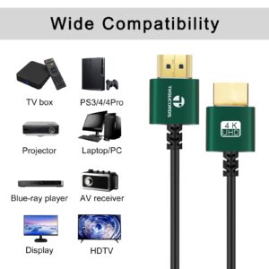 Thsucords Thin HDMI to HDMI Cable 1FT 2 Pack, Ultra Slim & Flexible HDMI Cord Supports High Speed 4K@60Hz 18gbps 2160p 1080p