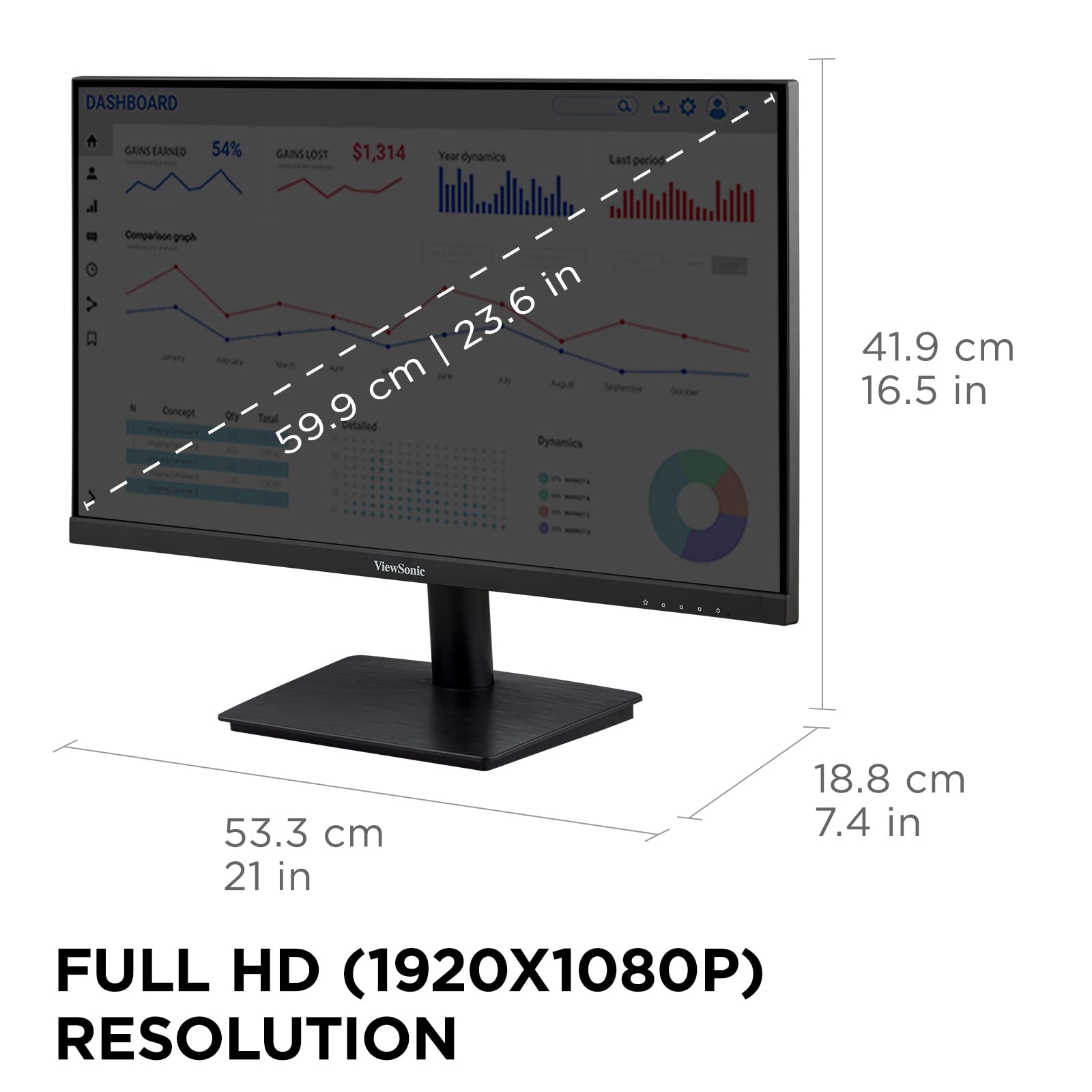 ViewSonic VA2409M 24 Inch IPS Full HD 1080p Monitor with Adaptive Sync, 75Hz, Thin Bezels, Eye Care, HDMI, VGA Inputs for Home and Office