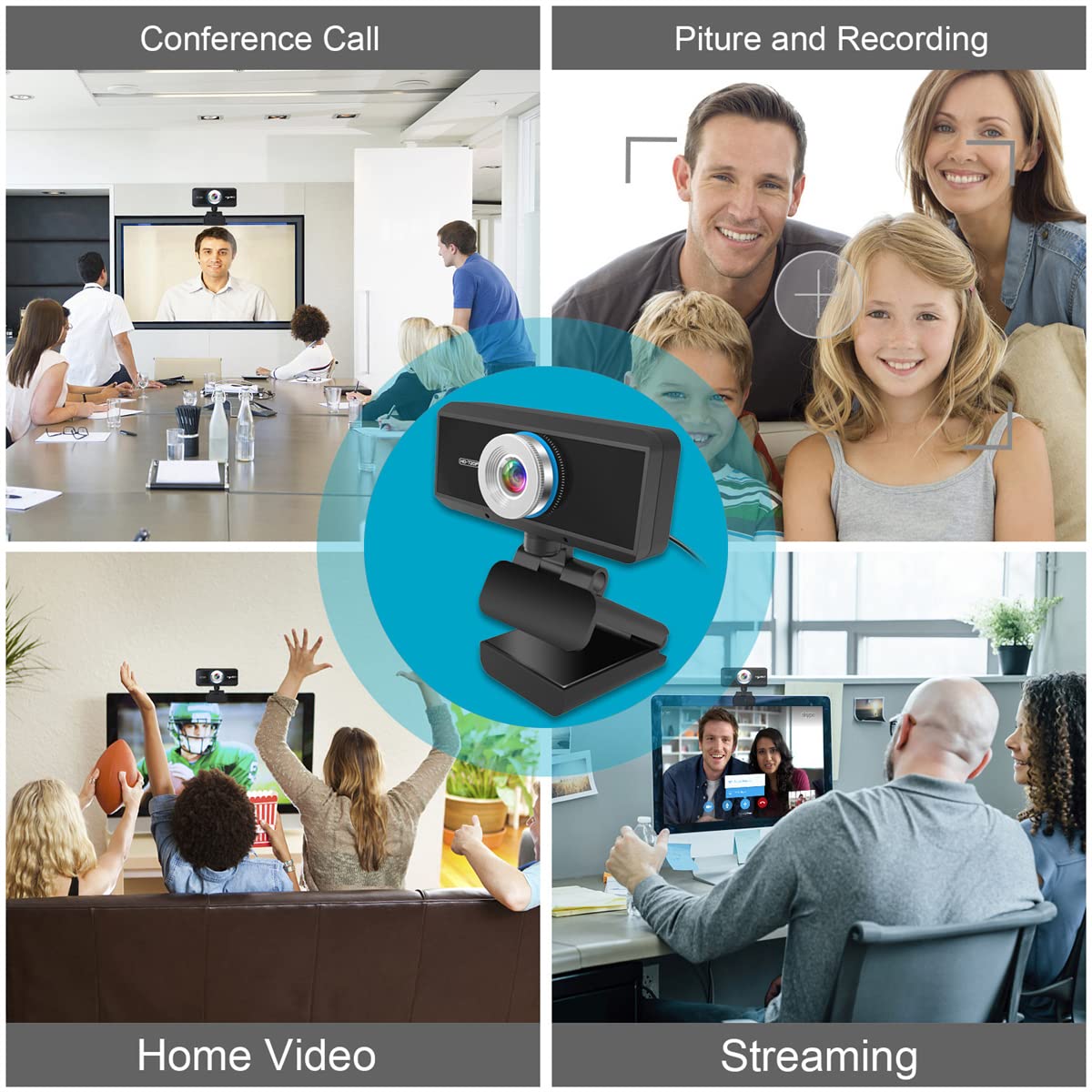 SYVI Webcam HD 1080P Webcam USB PC Computer Webcam with Microphone Laptop Desktop Full HD Webcam Professional Streaming Webcam,for Recording,Calling Meeting,Gaming,Black