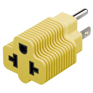 [4-in-1] 15 Amp Household AC Plug to 20 Amp T Blade Adapter,5-15P to 5-20R,5-15P to 6-15R,5-15P to 6-20R, 4 in 1 AC Power Adapter,15A 125V to 20A 250V Adapter (Yellow, 3)