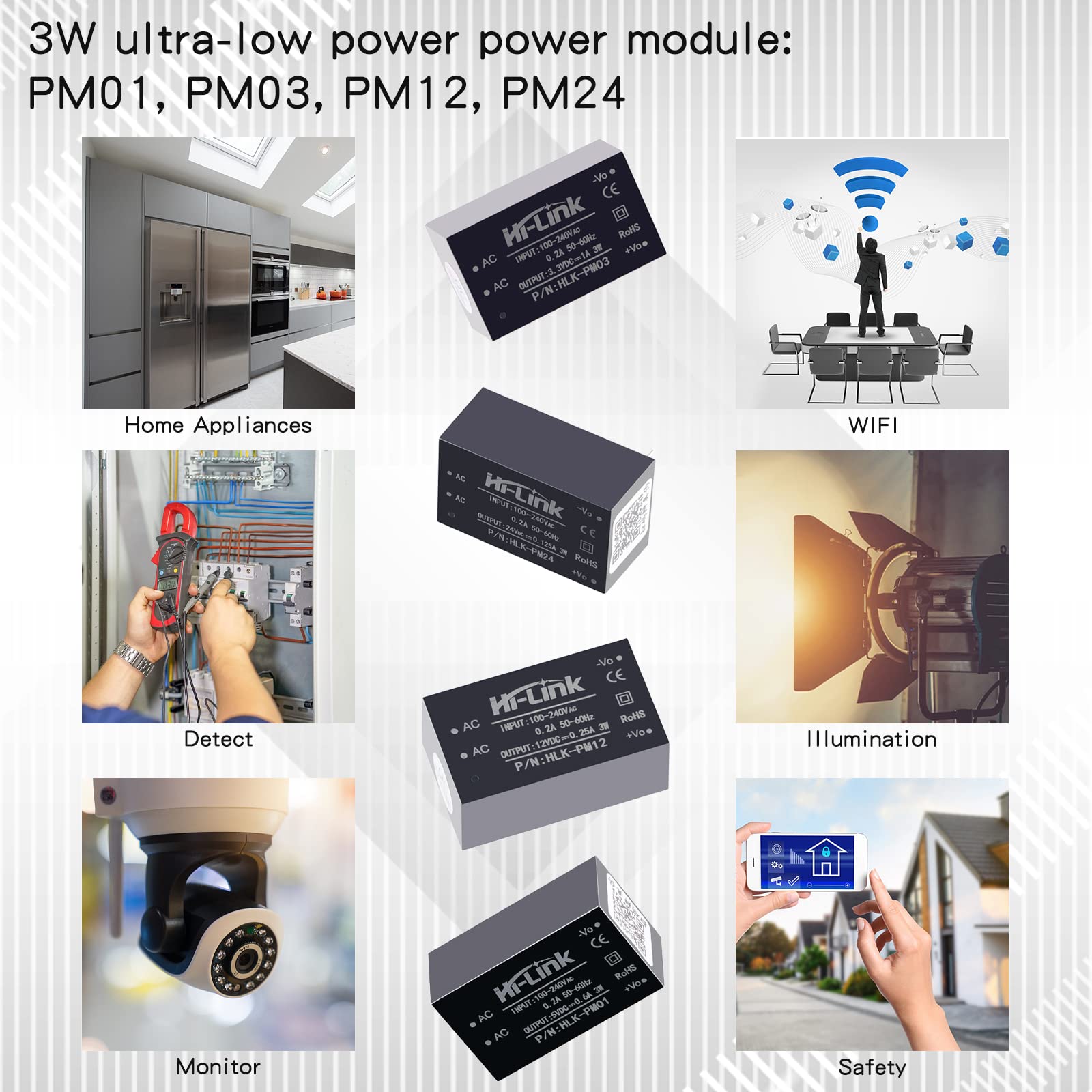 EC Buying AC-DC Isolated Power Module Smart Home Switching Power Module Mini Buck Power Module 220v to 12v HLK-PM12 DC Power Module AC DC Converter 220V to 12V (3PCS)