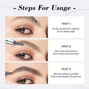 Eyebrow Pencil Eyebrow Microblading Pen - Eyebrow Pen Micro 4 Point Brow Pen Lift & Snatch Eyebrow Eye Makeup Long-Lasting Waterproof & Smudge-proof Natural Eyebrow Hair (Dark Brown)