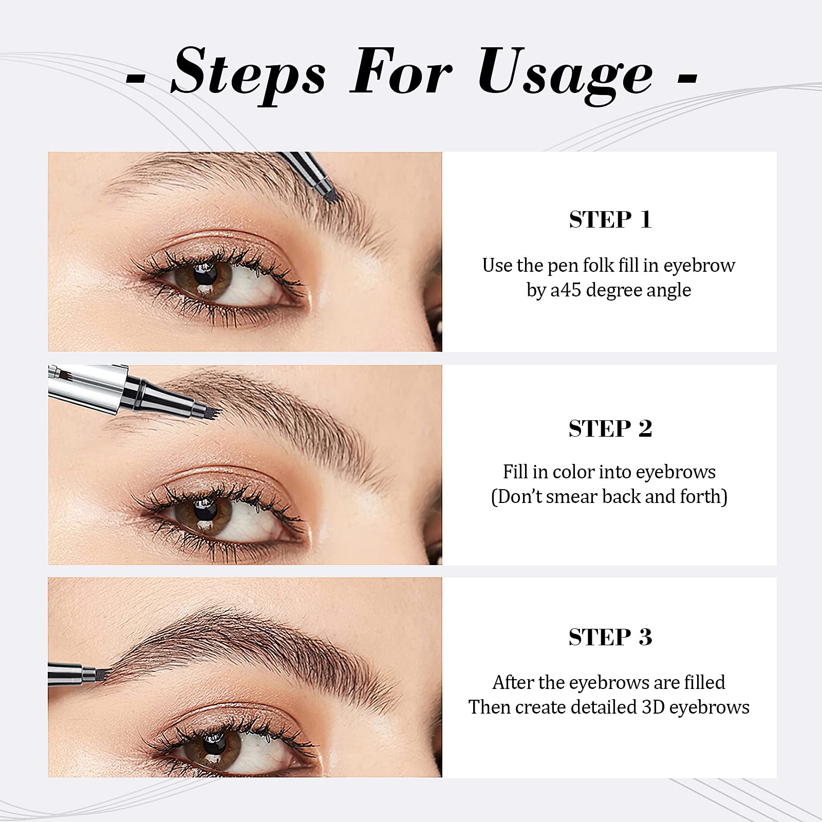 Eyebrow Pencil Eyebrow Microblading Pen - Eyebrow Pen Micro 4 Point Brow Pen Lift & Snatch Eyebrow Eye Makeup Long-Lasting Waterproof & Smudge-proof Natural Eyebrow Hair (Dark Brown)