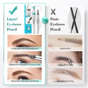 Eyebrow Pencil Eyebrow Microblading Pen - Eyebrow Pen Micro 4 Point Brow Pen Lift & Snatch Eyebrow Eye Makeup Long-Lasting Waterproof & Smudge-proof Natural Eyebrow Hair (Dark Brown)