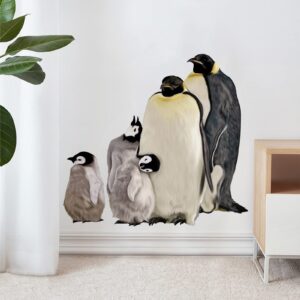 royolam penguin family wall decal nursery animal wall sticker removable peel and stick waterproof wall art decor stickers for kids baby classroom living room playing room bedroom