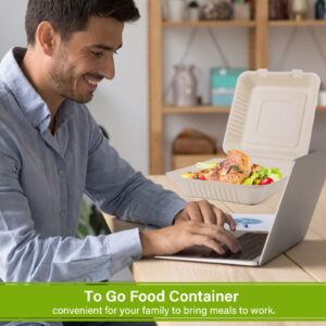 greensight Compostable Take Out Food Container 8X8, 25 Pack Disposable Clamshell Food Containers, Heavy Duty To Go Boxes, Eco-Friendly Biodegradable Made From Sugarcane Fibers