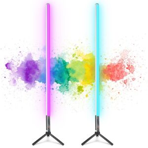 2 pack 4ft portable battery powered tube light 120cm handheld led tube lights with tripods, 500 vivid effects, for dj lighting, dance club and photography， light painting， youtube， night bar, party