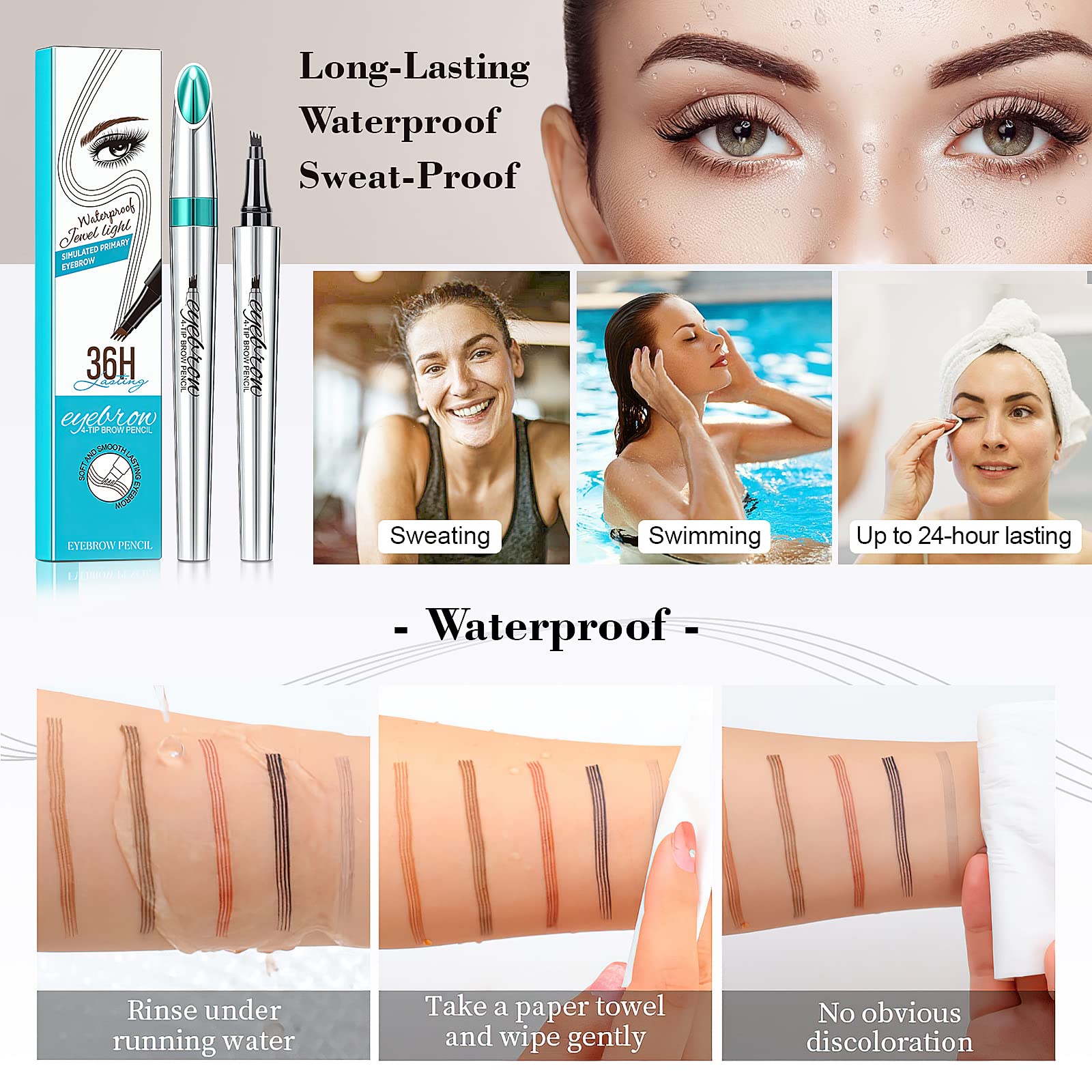 Eyebrow Pencil Eyebrow Microblading Pen - Eyebrow Pen Micro 4 Point Brow Pen Lift & Snatch Eyebrow Eye Makeup Long-Lasting Waterproof & Smudge-proof Natural Eyebrow Hair (Dark Brown)