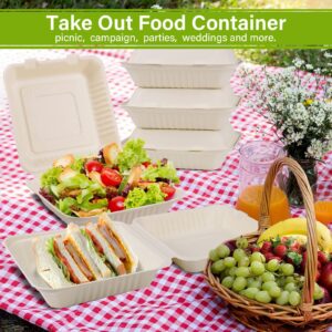 greensight Compostable Take Out Food Container 8X8, 25 Pack Disposable Clamshell Food Containers, Heavy Duty To Go Boxes, Eco-Friendly Biodegradable Made From Sugarcane Fibers