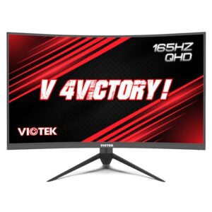 viotek gnv32dbe 32-inch curved gaming monitor | 2560x1440p qhd | 165hz | 120% srgb | freesync/g-sync | 2x dp, 1x hdmi 2.0 | 3 years zero dead pixels