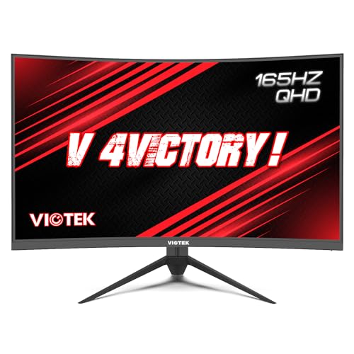 Viotek GNV32DBE 32-Inch Curved Gaming Monitor | 2560x1440p QHD | 165Hz | 120% sRGB | FreeSync/G-Sync | 2X DP, 1x HDMI 2.0 | 3 Years Zero Dead Pixels