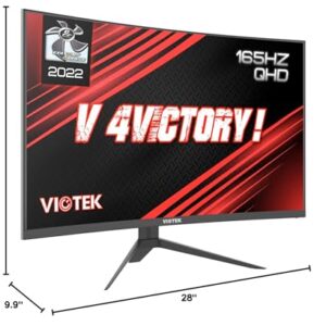 Viotek GNV32DBE 32-Inch Curved Gaming Monitor | 2560x1440p QHD | 165Hz | 120% sRGB | FreeSync/G-Sync | 2X DP, 1x HDMI 2.0 | 3 Years Zero Dead Pixels