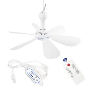 scooyeees silent usb powered ceiling fan with remote control timing 4 speed, quiet small dc plug in ceiling fan hanging fan for camping bed rv tent canopy room