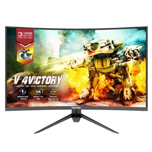 Viotek GNV32DBE 32-Inch Curved Gaming Monitor | 2560x1440p QHD | 165Hz | 120% sRGB | FreeSync/G-Sync | 2X DP, 1x HDMI 2.0 | 3 Years Zero Dead Pixels