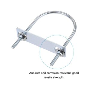 METALLIXITY U Bolts 2 Sets (M6x70x120mm), Round U Bolt Steel with Accessories - for Construction, Pipe