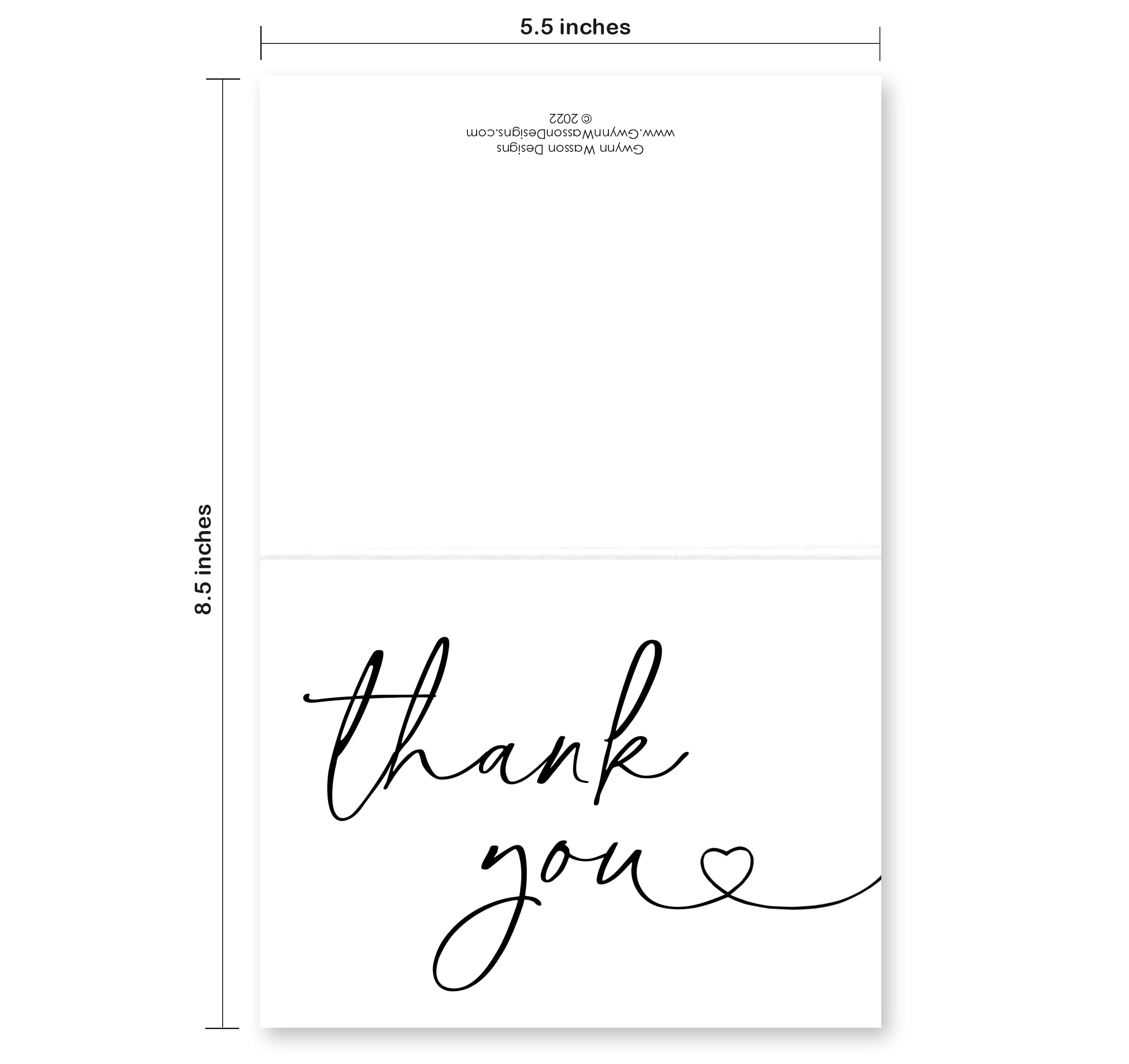 Thank You Card - 50 Pieces - 25 Cards and Envelopes - Everyday Thank You Cards - All Occasion Thank You Cards - Wedding Cards - Bridal Shower Cards - Baby Shower Cards - Birthday Cards - Heart