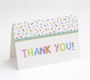 m market on mainstreet sprinkle thank you cards for baby sprinkles/baby showers, includes white envelopes, 25 count