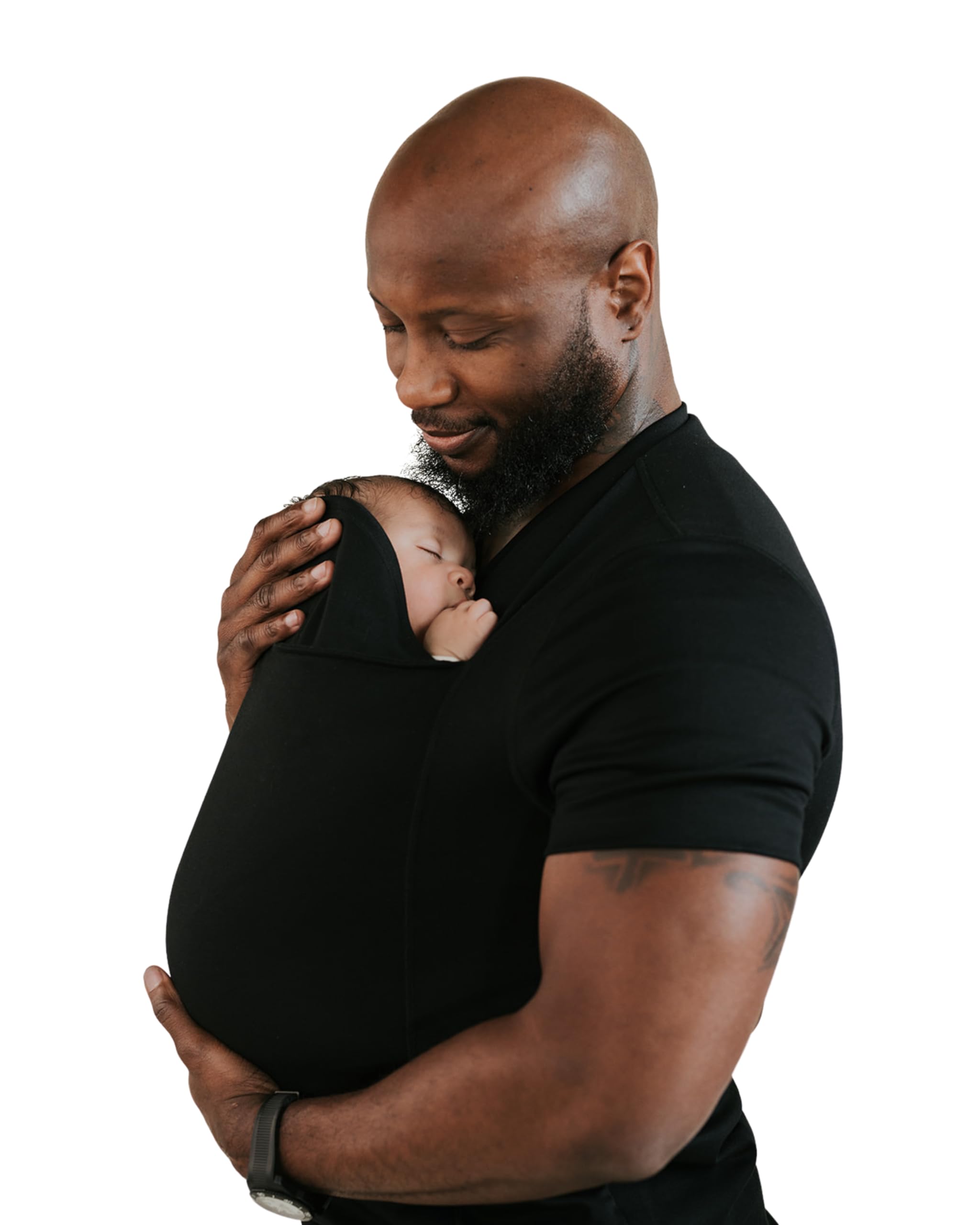 Lalabu Dad Shirt | Original Babywearing T-Shirt with Kangaroo Pouch | Baby Wrap Carrier for Newborns & Infants | Baby Wrap Carrier for Newborns | Essential for New Dads | Pure Black, L, Short Sleeve