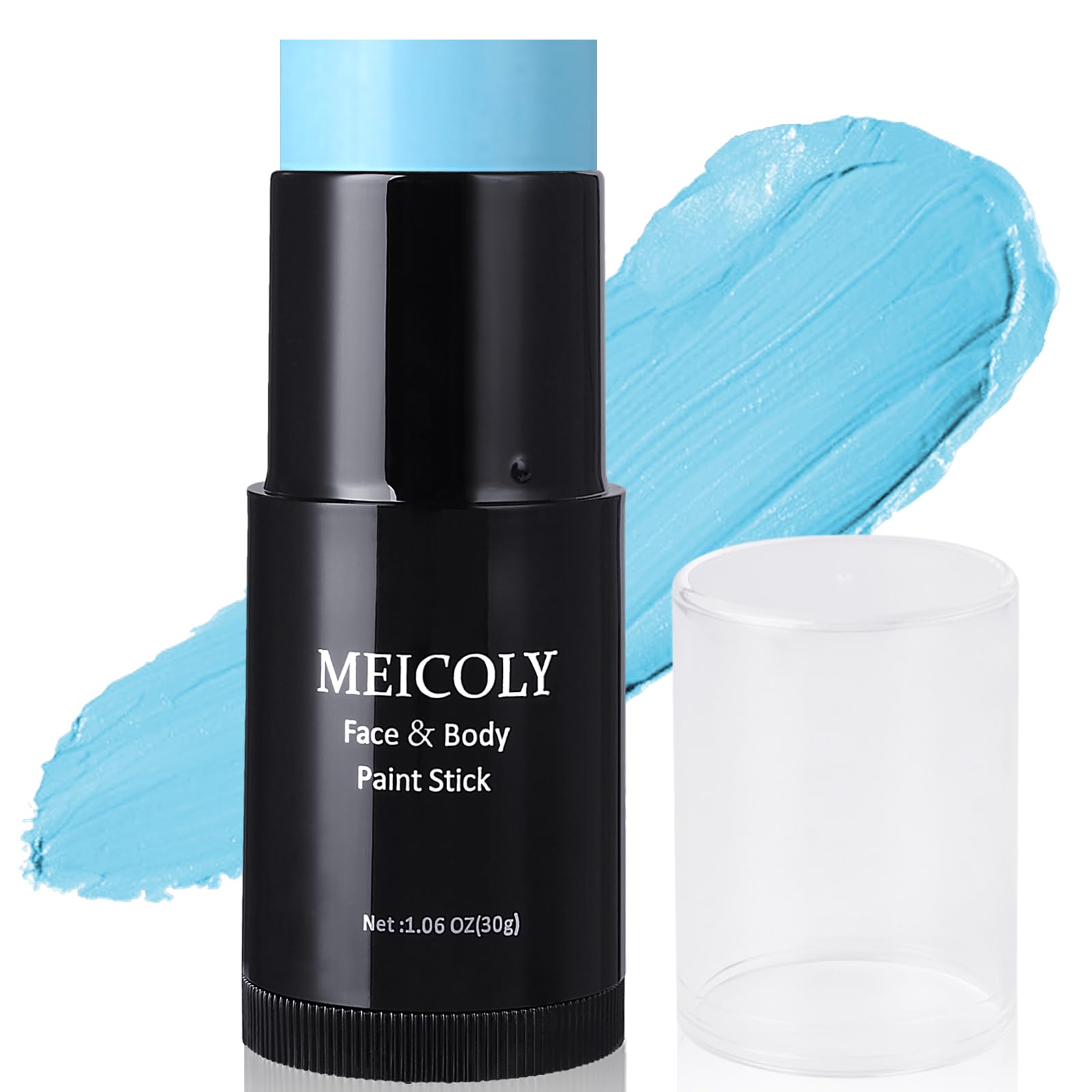 MEICOLY Blue Face Body Paint Stick(1.06 Oz),Blue Face Paint Sadness,Sweatproof Waterproof Pale Blue Body Paint for Corpse Bride Halloween SFX Avatar Sally Makeup,Blue Eye Black Stick,Light Blue