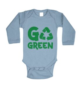 tcombo go green - reduce reuse recycle long sleeve bodysuit (light blue - long sleeve, 6 months)