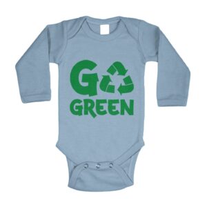 Tcombo Go Green - Reduce Reuse Recycle Long Sleeve Bodysuit (Light Blue - Long Sleeve, 6 Months)