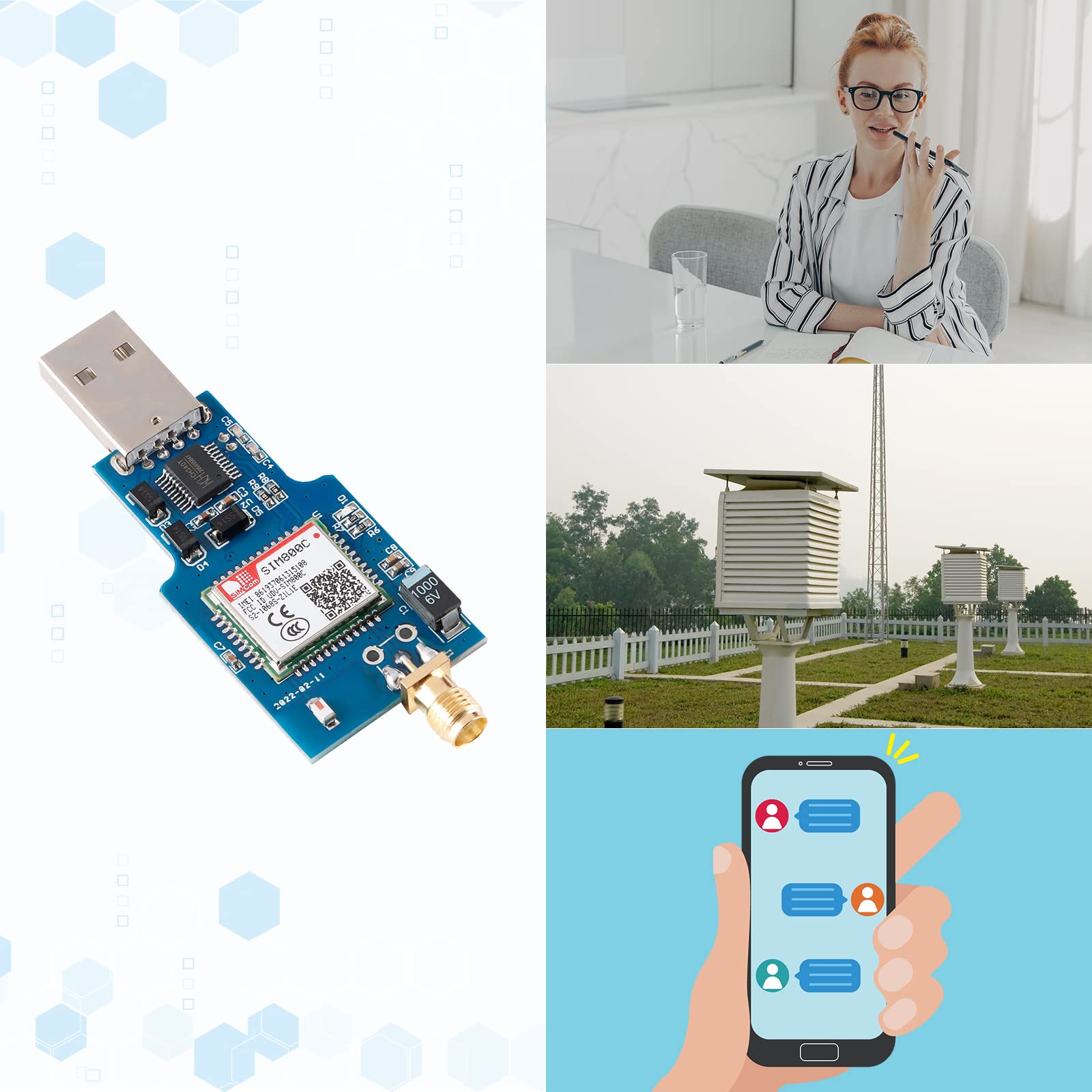 EC Buying SIM800C USB to GSM Module Quad-Band GSM/GPRS Wireless Module Integrated USB to Serial Chip GSM/GPRS 850/900/1800/1900MHz Support 2G/3G/4G Micro SIM Card/Bluetooth/SMS Data Transmission