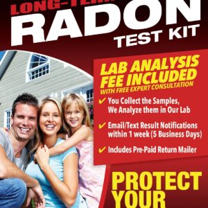 PRO-LAB Long-Term Radon Test Kit for Home EPA Approved with Advanced Alpha Track Detection Technology - Comprehensive Radon Monitoring with Lab Fee Included - Reliable & User-Friendly Solution