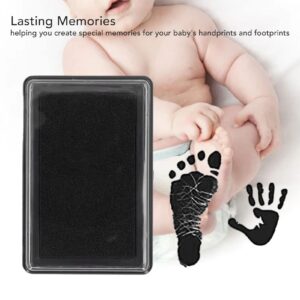 TOPINCN Baby Footprint Ink Pad, Ink Pad for Baby Footprint Baby Handprint Ink Pad with Paper Print Pad Create Impressive Keepsake Stamp Baby Shower Registry Gift(Black Ink)