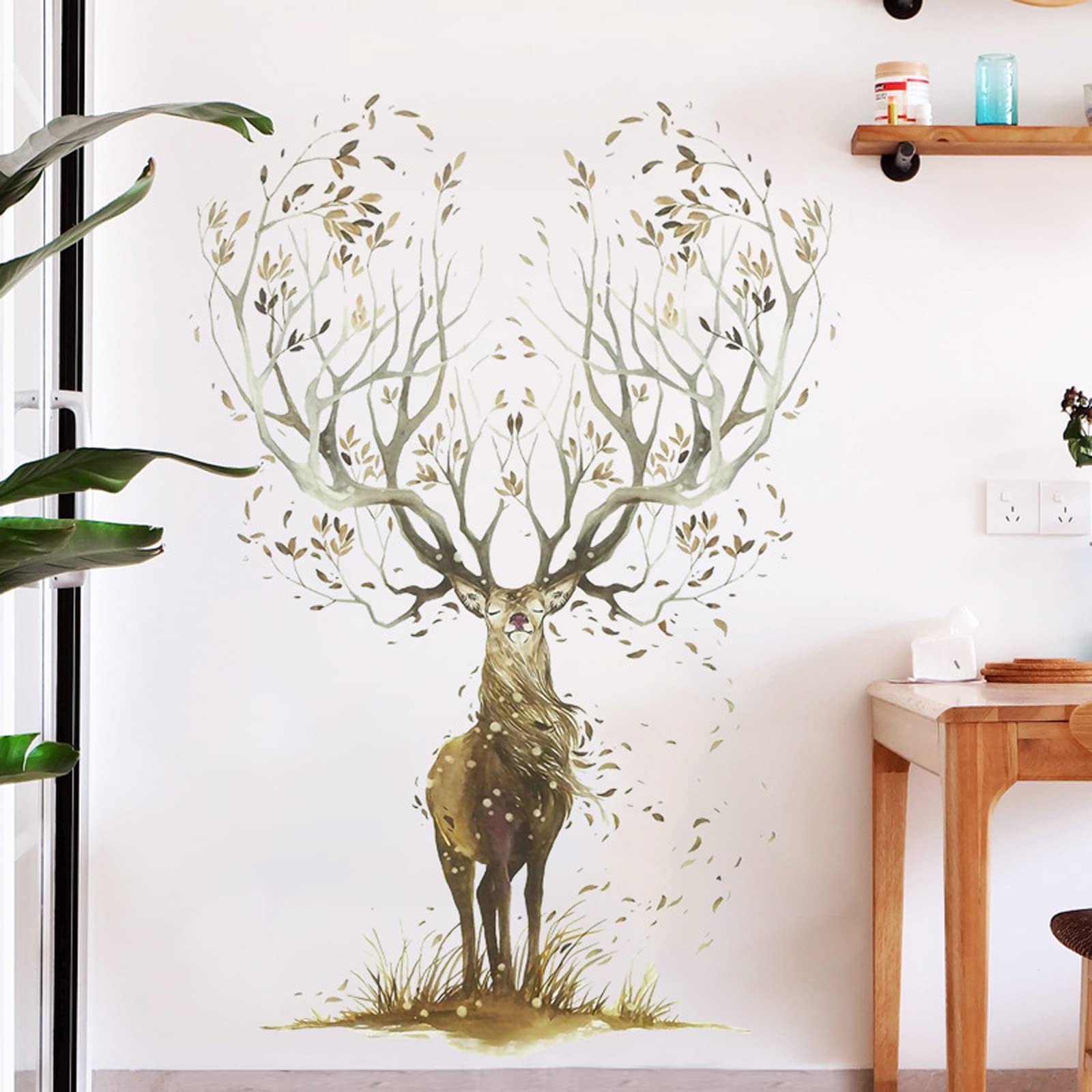 Animal Self Adhesive Wall Stickers for Art Decor DIY Living Room Background Kids Bedroom Boys & Girls Home Wall Decals(Deer)