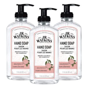 J.R. Watkins Gel Hand Soap For Bathroom or Kitchen, Scented, USA Made And Cruelty Free, 11 Fl Oz, Grapefruit, 3 Pack