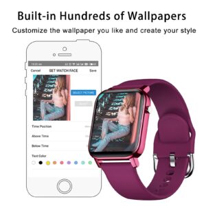 Smart Watches for Women, Smart Watch for Iphones Compatible, Android Smart Watches Women,1.4 Inches Full Touch Screen with Ip68 Waterproof Fitness Tracker With Heart Rate,Sleep Monitor, Purple