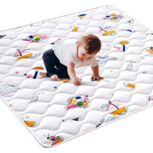 vibe bear baby foam play mat, 50x50 inches baby crawling mat, thicken one-piece baby playmat, non slip washable baby play mat for playing, soft floor mat for babies, infants, toddlers