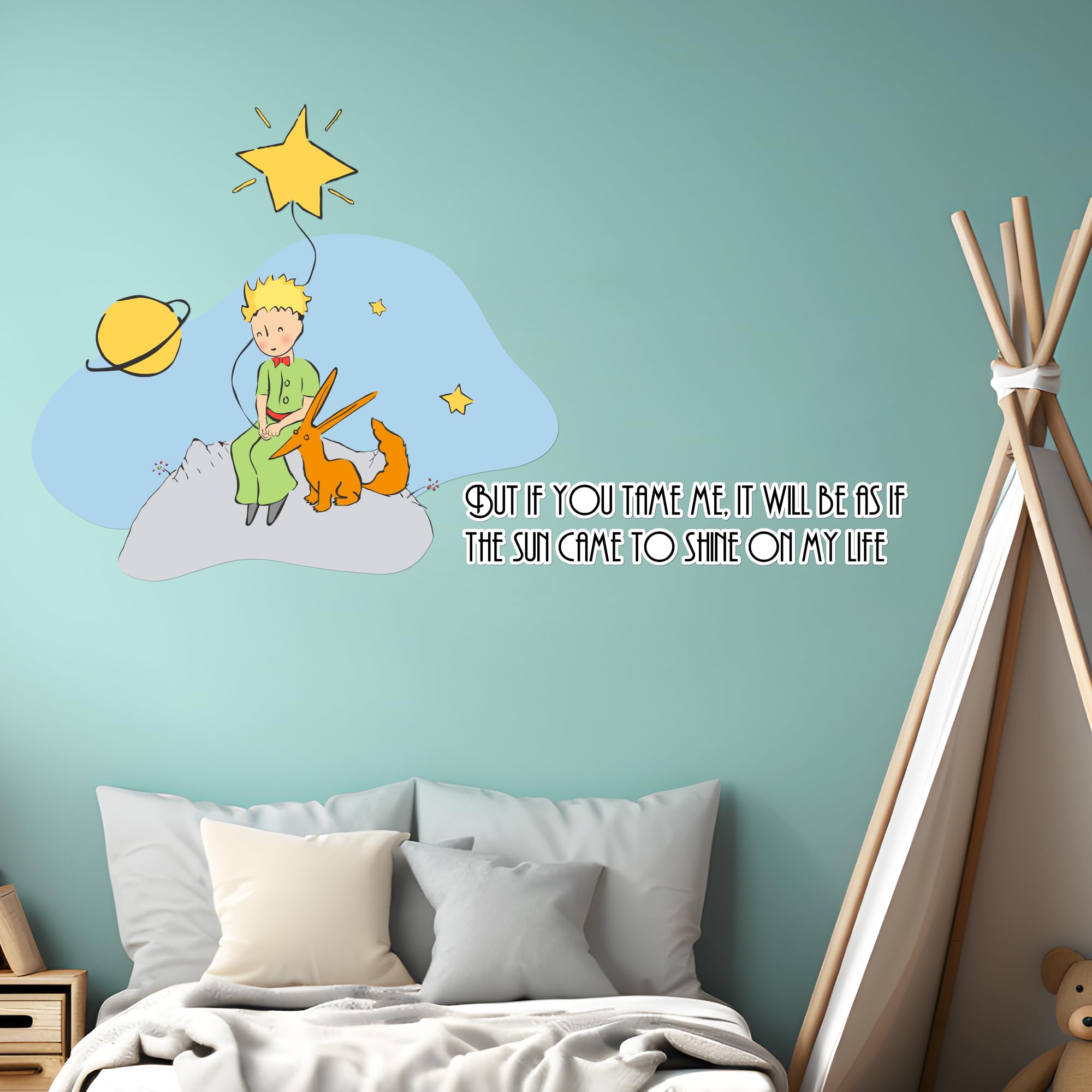 EGD The Little Prince & Fox Kids Wall Decor | EGD X The Little Prince Series | Wall Decals | Wall Decal for Baby Girl & Boy | The Little Prince Gifts | Multiple Sizes Options (Wide 40"x 22" Height)