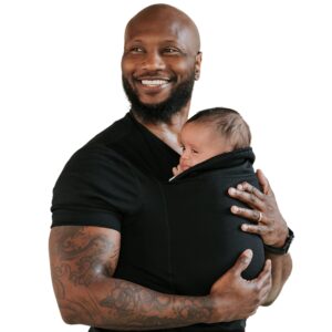 Lalabu Dad Shirt | Original Babywearing T-Shirt with Kangaroo Pouch | Baby Wrap Carrier for Newborns & Infants | Baby Wrap Carrier for Newborns | Essential for New Dads | Pure Black, L, Short Sleeve