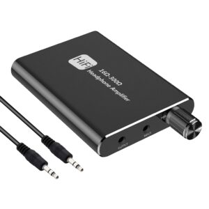 sheiaier headphone amplifier two-stage gain switch, 3.5mm portable headphone amp for mobilephone & pc 3.5mm stereo audio input out