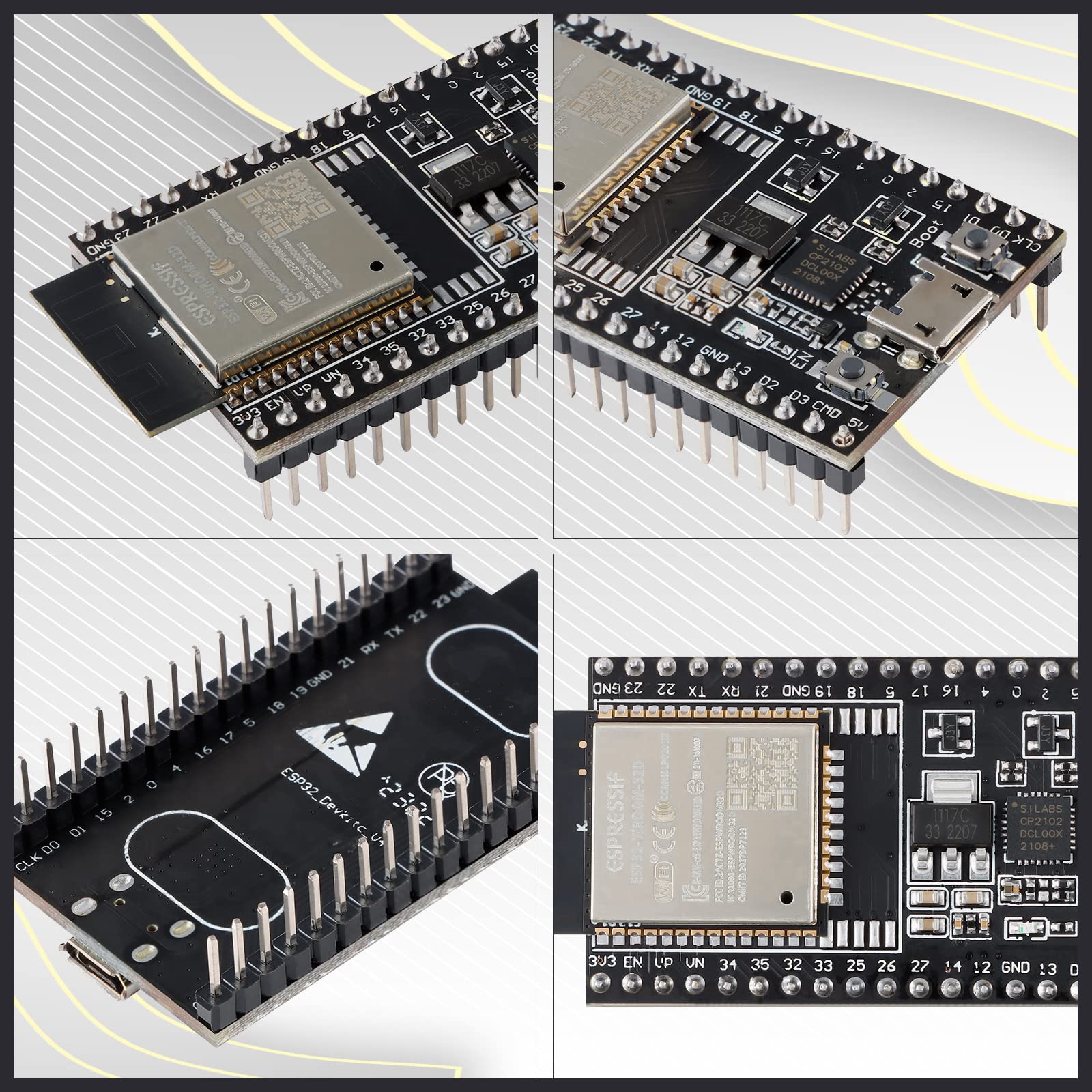 000 EC Buying ESP32-DevKitC Development Board,ESP32 Development Board Equipped with WROOM-32D Module Integrated WiFi Bluetooth Module Microprocessor Interface SPI I2C I2S Suitable