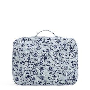 vera bradley women's cotton deluxe travel cosmetic makeup organizer bag, perennials gray - recycled cotton, one size