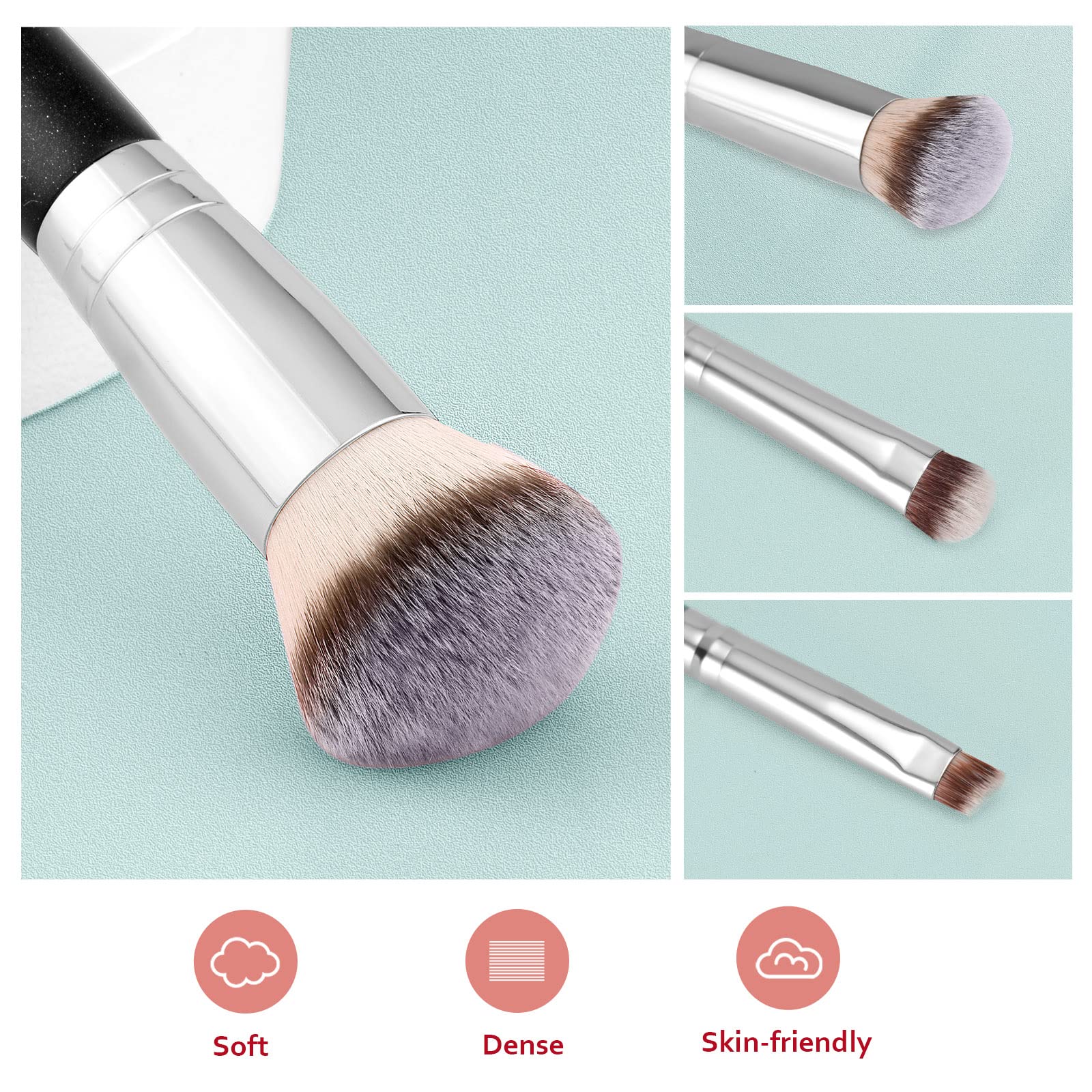 Makeup Brushes Dual-ended Foundation Brush - START MAKERS 2-in-1 Concealer Brush Face Eyebrow Eyeshadow Brush for Liquid, Powder, Buffing, Blending, Contouring Foundation Make Up Brushes(2Pcs)