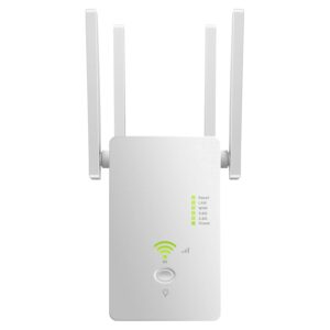 wifi range extender signal booster covers up to 2640 sq.ft and 25 devices, up to 1200mbps dual band wifi repeater with ethernet port internet booster for home