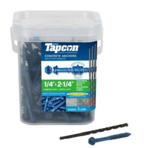 tapcon 1/4 in. x 2-1/4 in. hex washer head screw anchor 225ct, blue