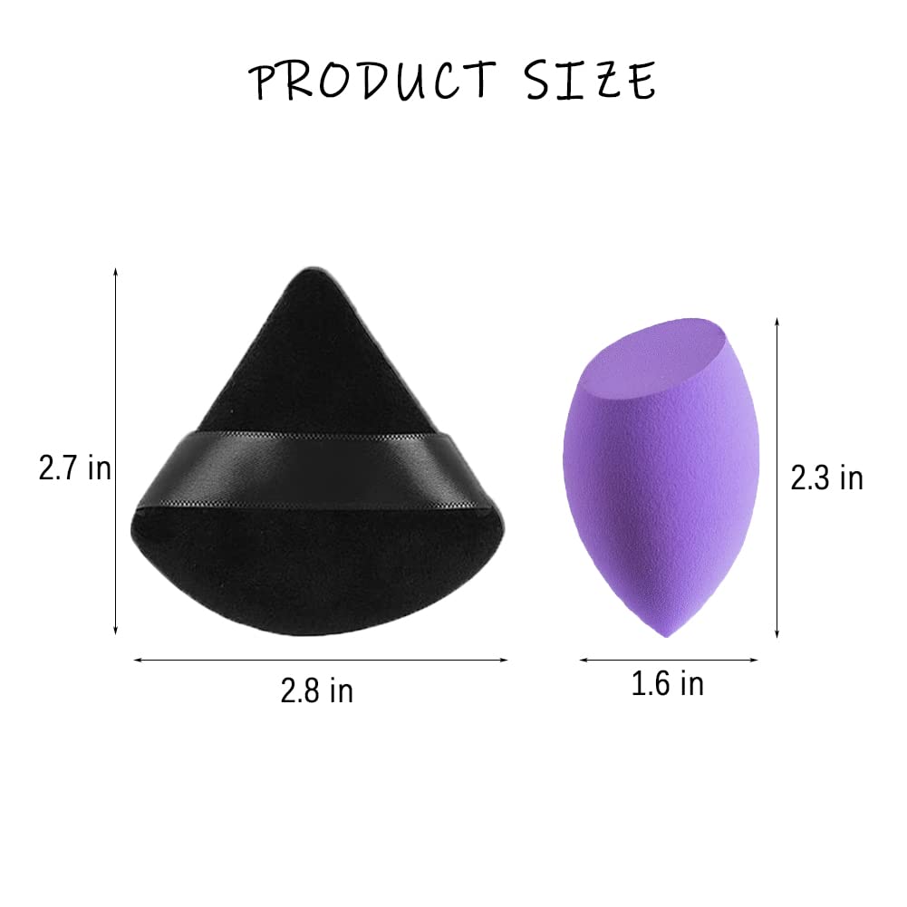 6 Pcs Makeup Sponge Set,Triangle Powder Puff and Beauty Blender,Make Up Sponges for Face,Velour Powder Puff for Loose Powder Mineral Powder Foundation Makeup Tools-Red/Purple