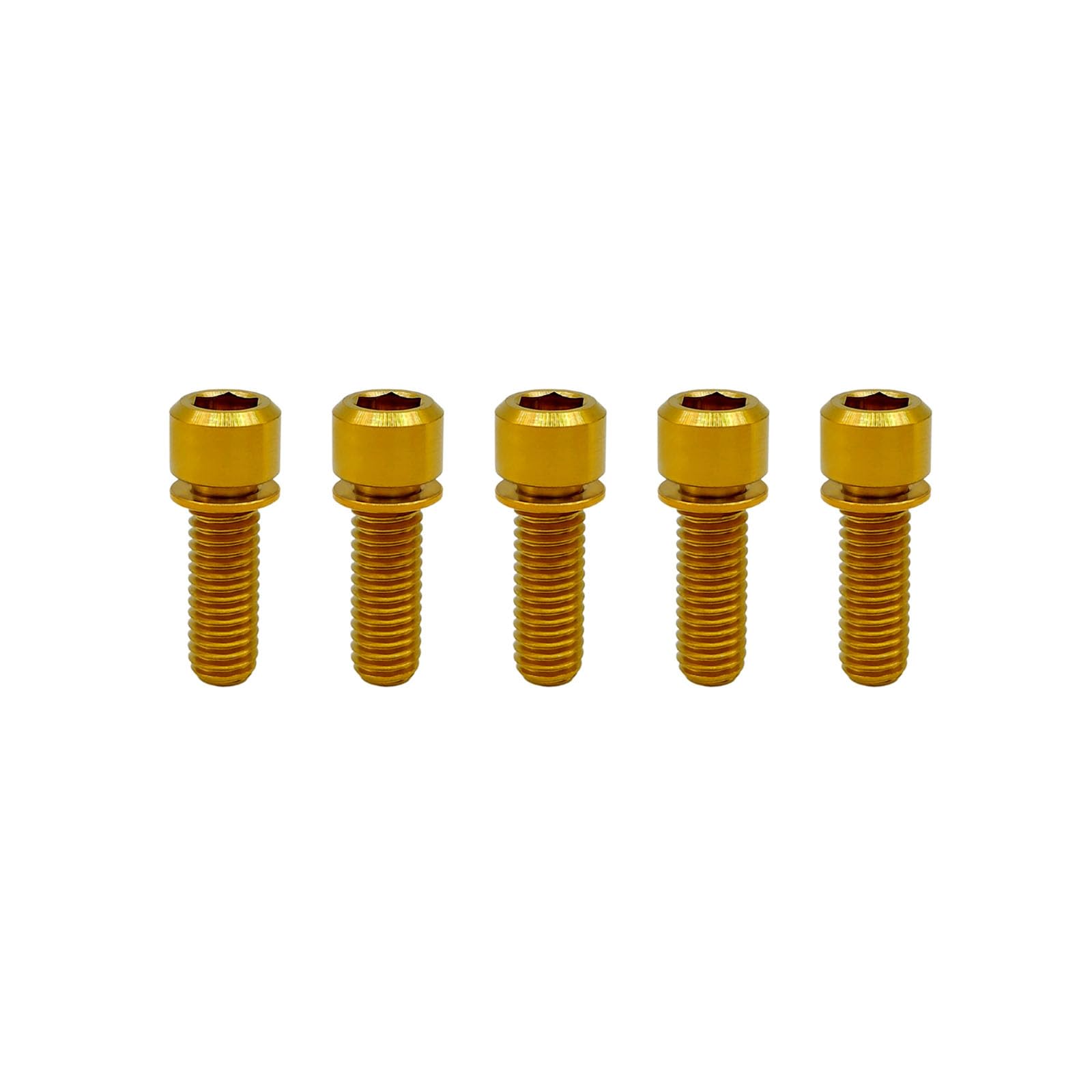 RISON Titanium M5 x 18mm Bicycle Screws Allen Hex Socket Head Bike Bolts Gold Bolts with Washer 5PCS