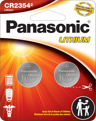 Panasonic CR2354 3.0 Volt Long Lasting Lithium Coin Cell Batteries in Child Resistant, Standards Based Packaging, 2-Battery Pack