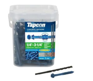 tapcon 1/4 in. x 3-1/4 in. hex washer head screw anchor 150ct, blue