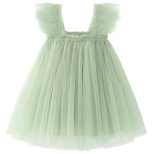 agqt baby girls tutu dress sleeveless toddler infant tulle tutu dresses birthday party flower wedding layered lace mini layers dress light green size 4-5t