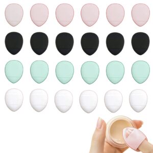 24 pack mini triangle powder puff makeup pads beauty blender sponges for face profusion liquid blush beauty blender puff (pink + black + blue + white)