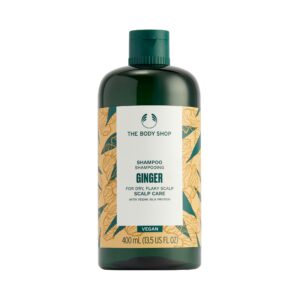 the body shop ginger scalp care shampoo – for dry, flaky scalps – with vegan silk protein – 400ml